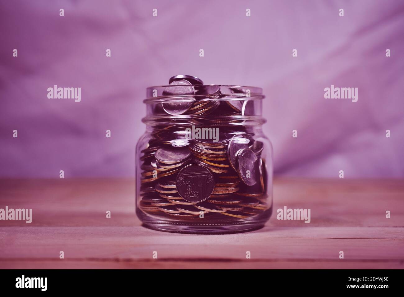 Thai baht coins money in jar - Image Stock Photo - Alamy