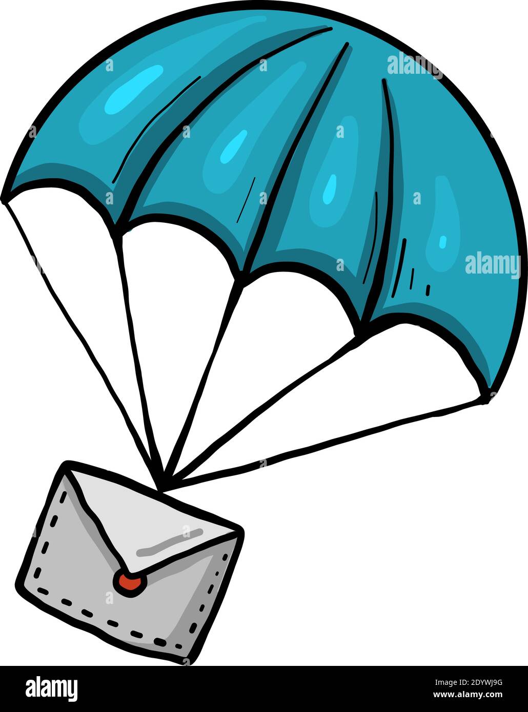 Letter with a parachute, illustration, vector on a white background ...