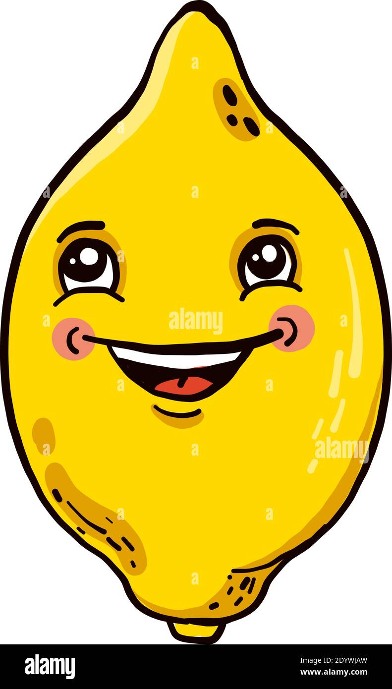 Happy yellow lemon, illustration, vector on a white background Stock ...