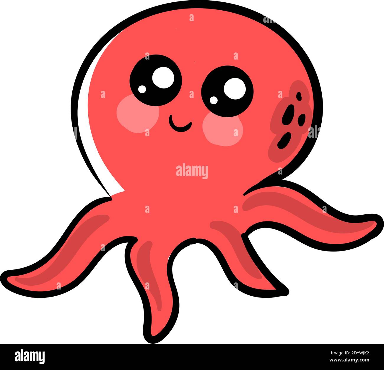 Red octopus, illustration, vector on a white background Stock Vector ...