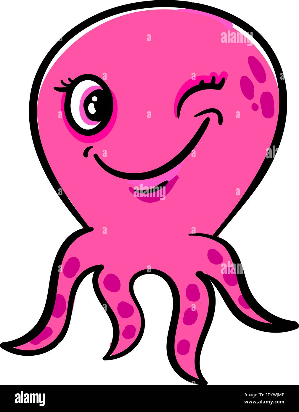 Winking octopus, illustration, vector on a white background Stock ...