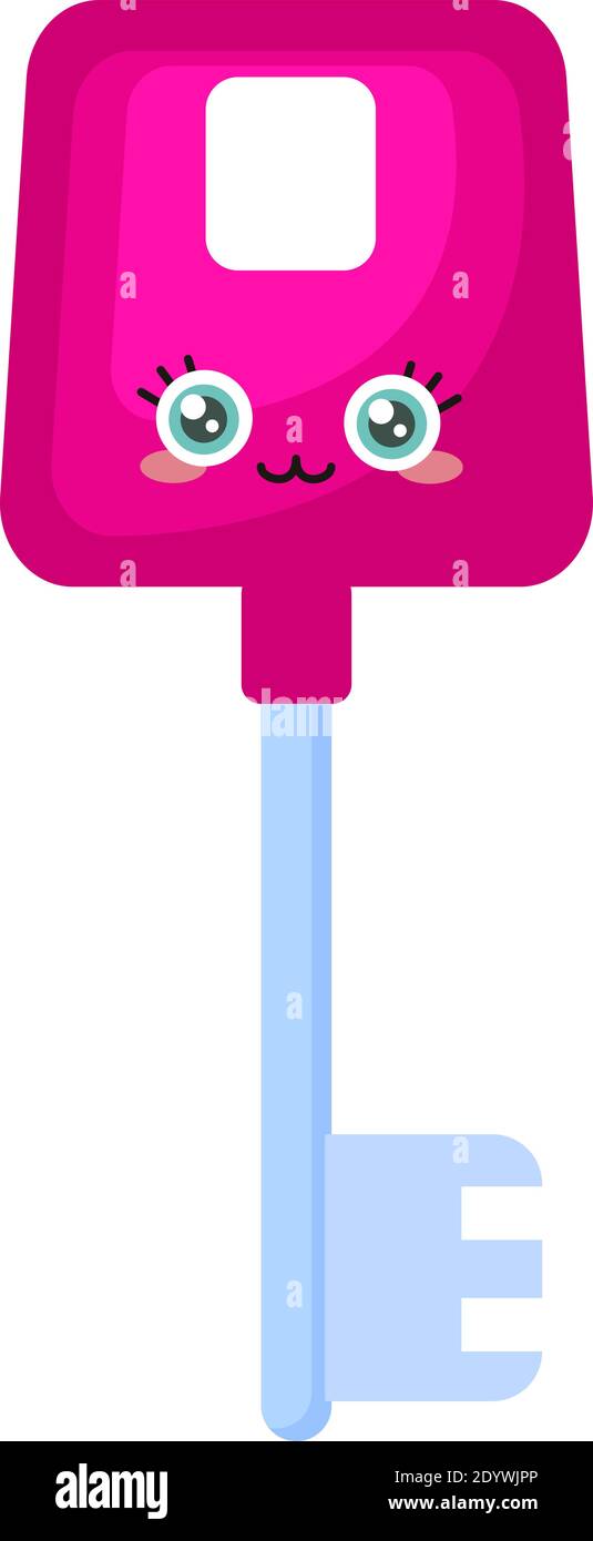 Pink key, illustration, vector on a white background Stock Vector Image ...