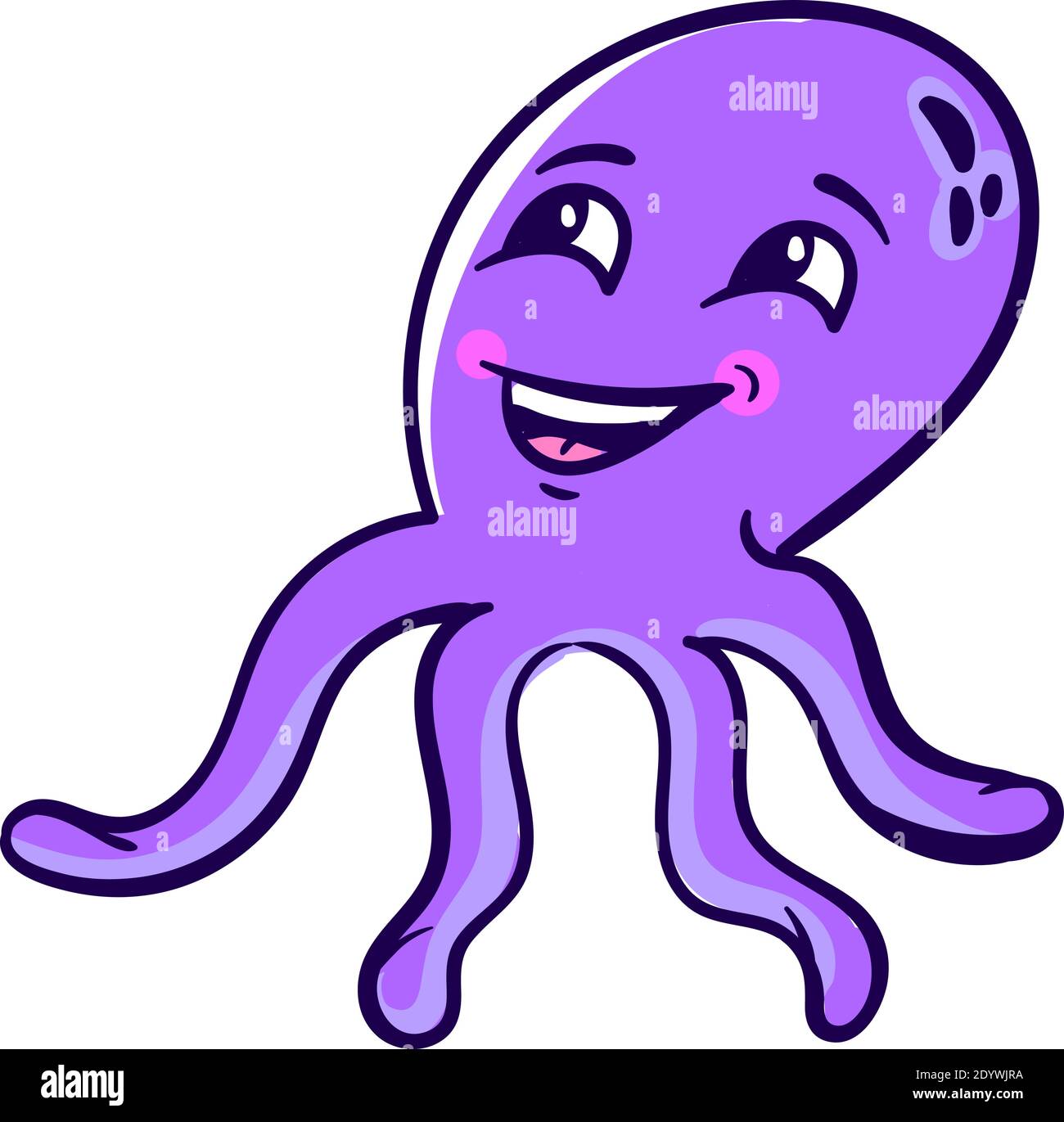 Purple octopus, illustration, vector on a white background Stock Vector ...