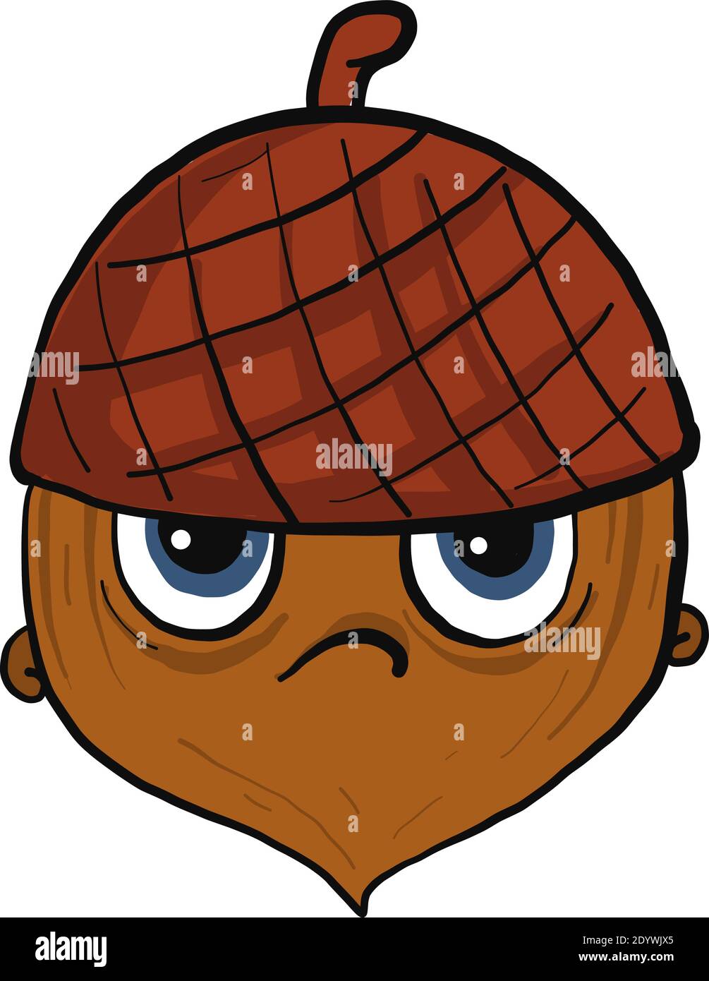 Angry acorn, illustration, vector on a white background Stock Vector ...