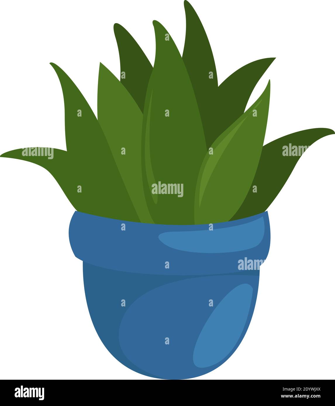 Plant in a blue pot, illustration, vector on a white background Stock ...