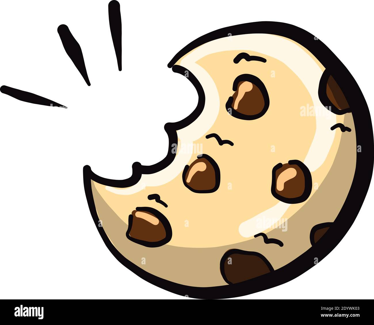 Bitten cookie, illustration, vector on a white background Stock Vector ...