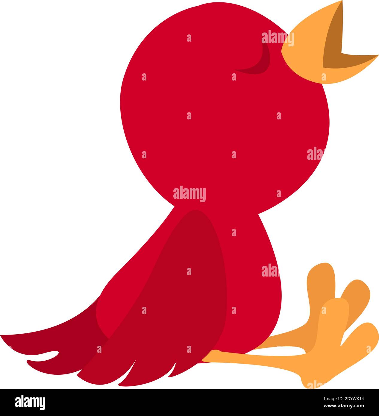 Red bird singing, illustration, vector on a white background Stock ...