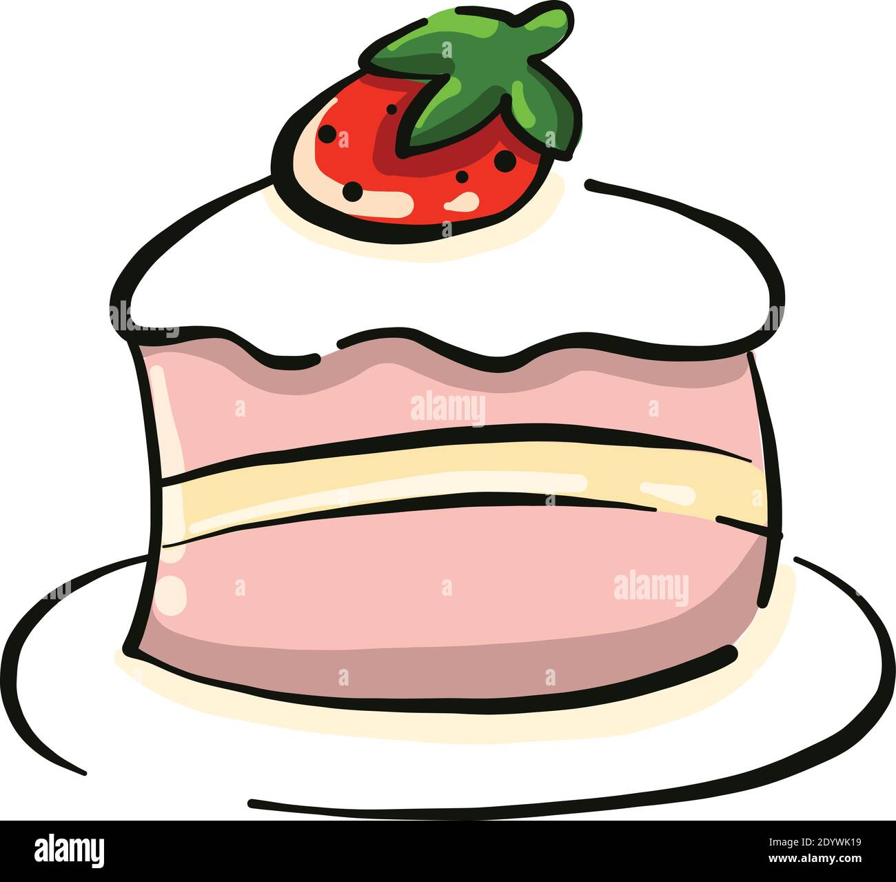 Pink cake, illustration, vector on a white background Stock Vector ...