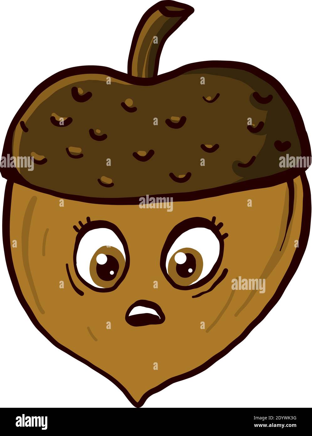 Scared acorn, illustration, vector on a white background Stock Vector ...