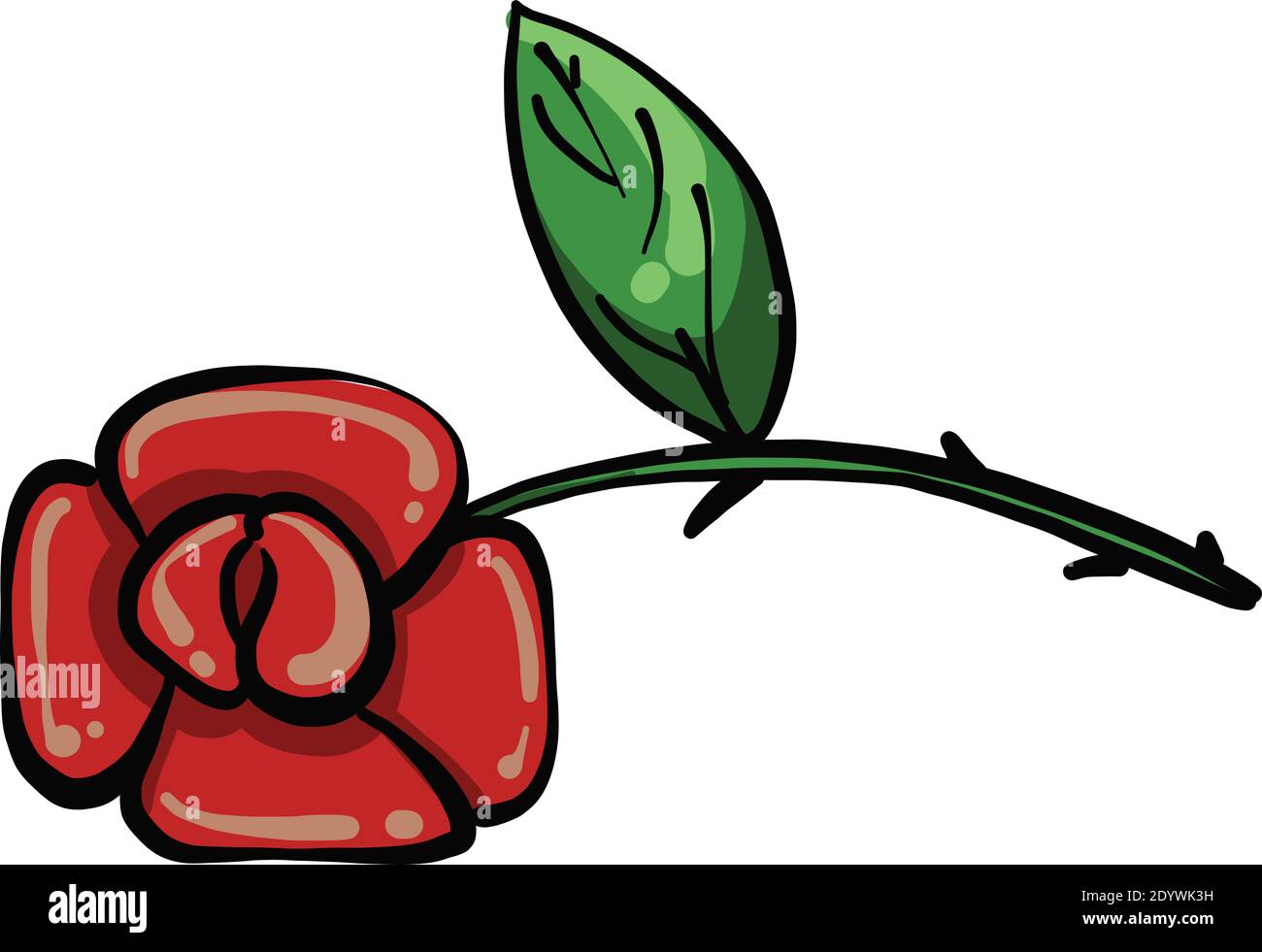 One red rose, illustration, vector on a white background Stock Vector ...