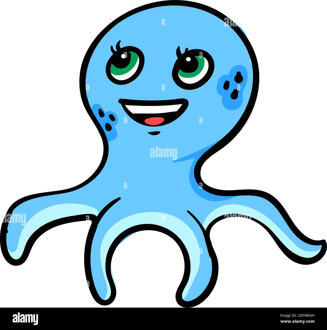 Blue octopus, illustration, vector on a white background Stock Vector ...