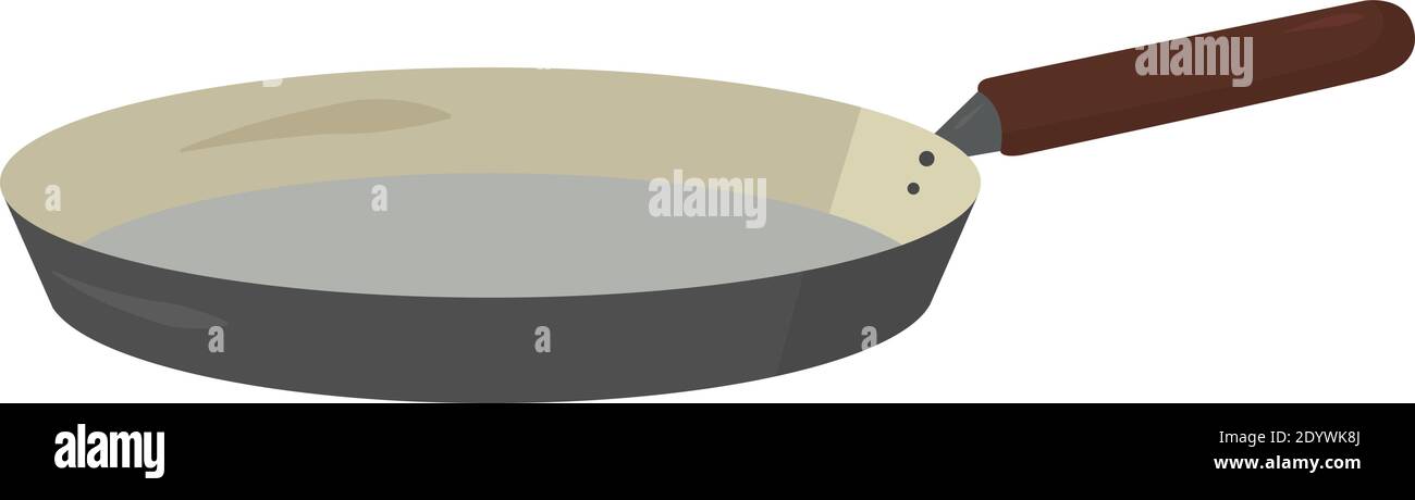 Small frying pan, illustration, vector on a white background Stock ...