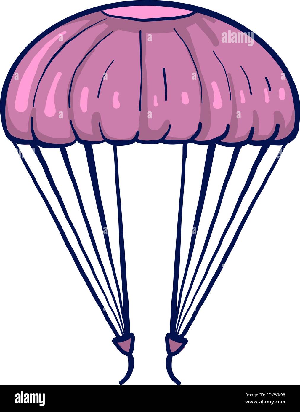 Purple parachute, illustration, vector on a white background Stock ...