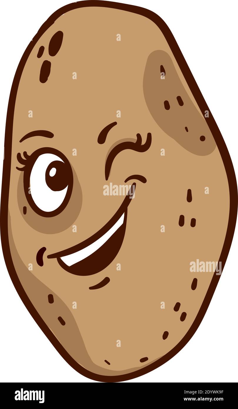 Winking potato, illustration, vector on a white background Stock Vector ...