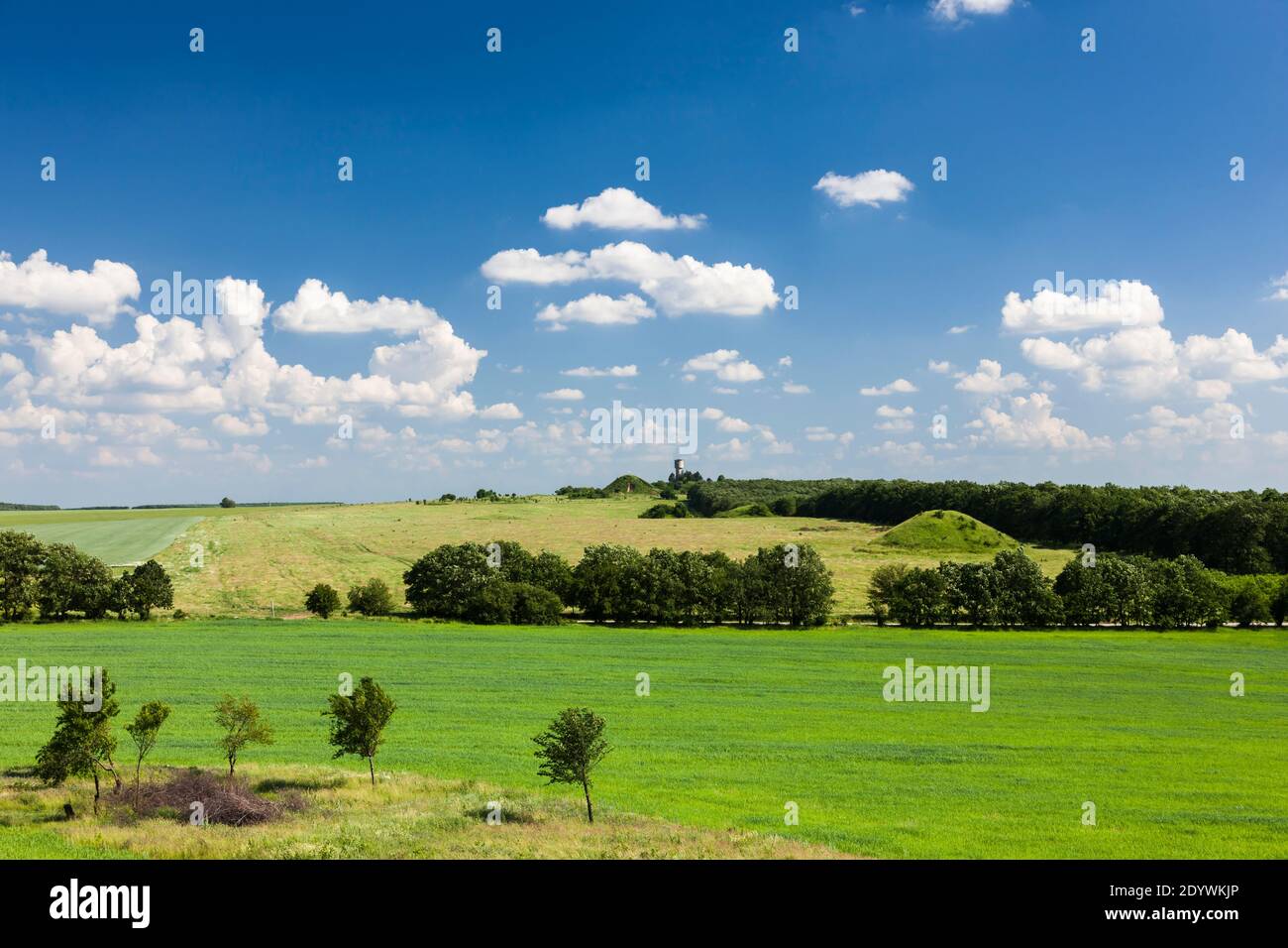 Distant view of Thracian Tomb of Sveshtari, hill-like tumulus, 3rd ...