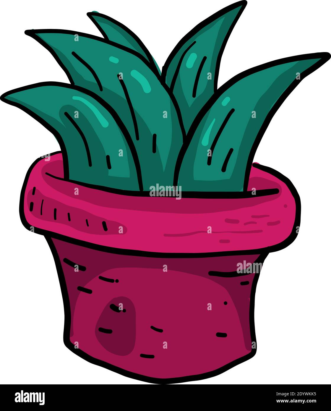 Plant in a pink pot, illustration, vector on a white background Stock ...