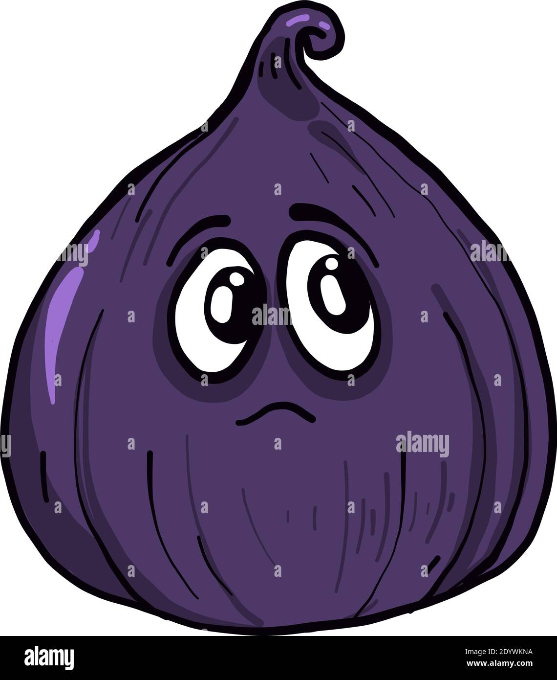 Sad purple fig, illustration, vector on a white background Stock Vector ...