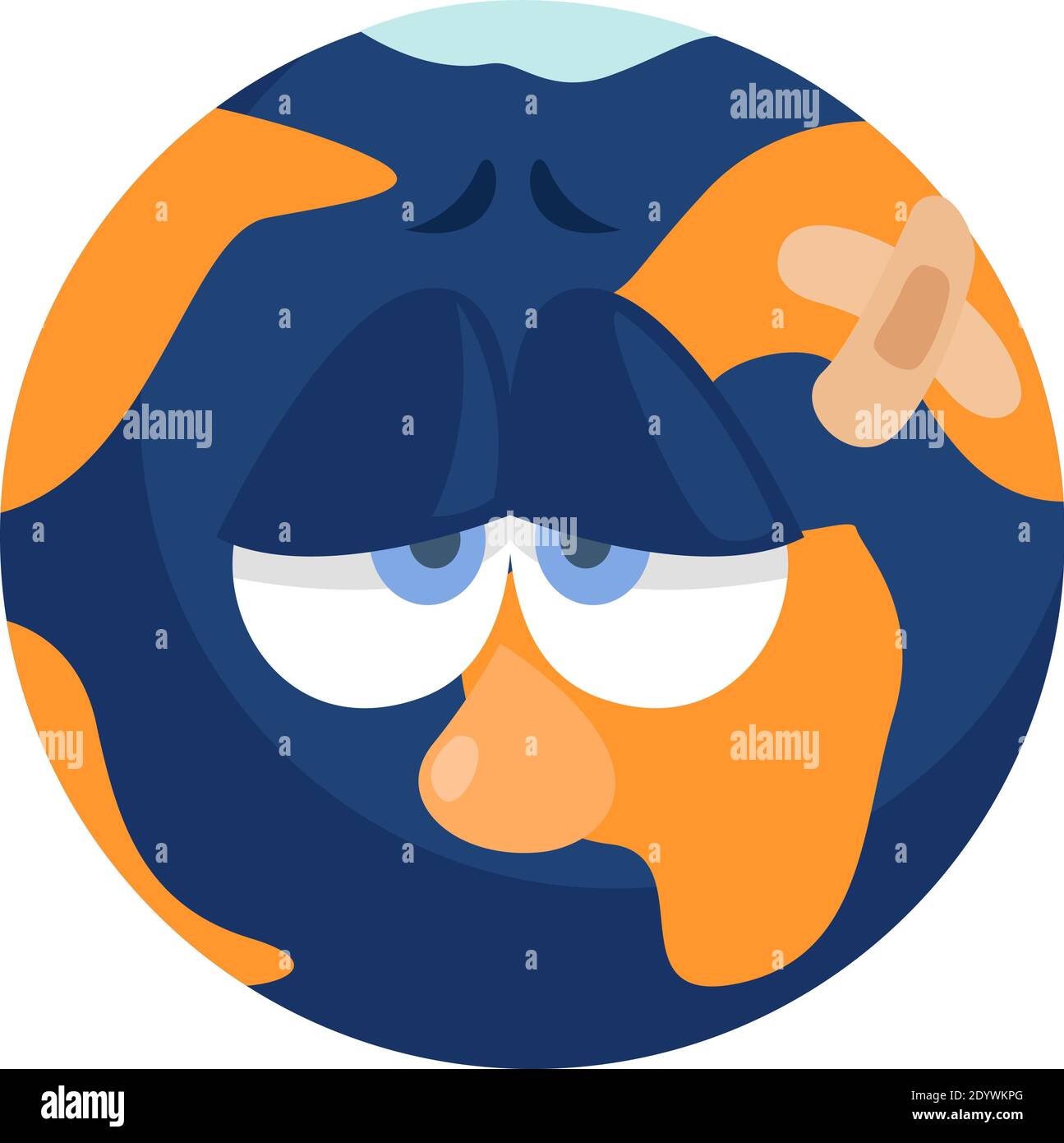 Sad planet, illustration, vector on a white background Stock Vector ...