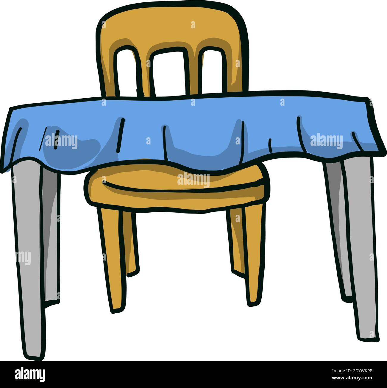 Table and chair, illustration, vector on a white background Stock ...