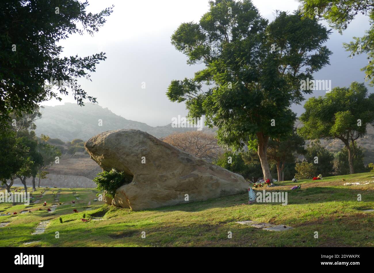 Chatsworth, California, USA 25th December 2020 A general view of Oakwood Memorial Park and ...