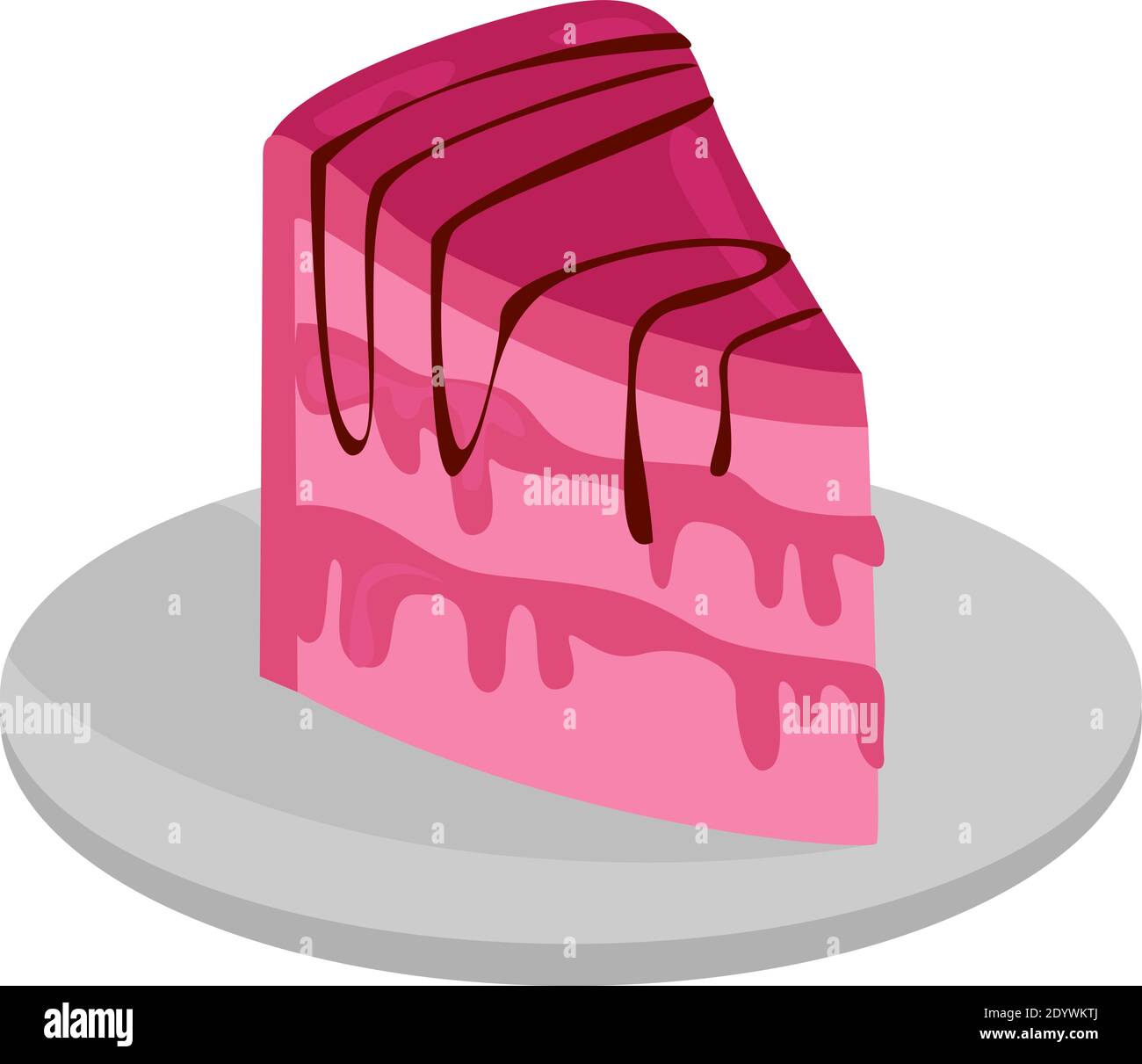 Slice of pink cake, illustration, vector on a white background Stock ...