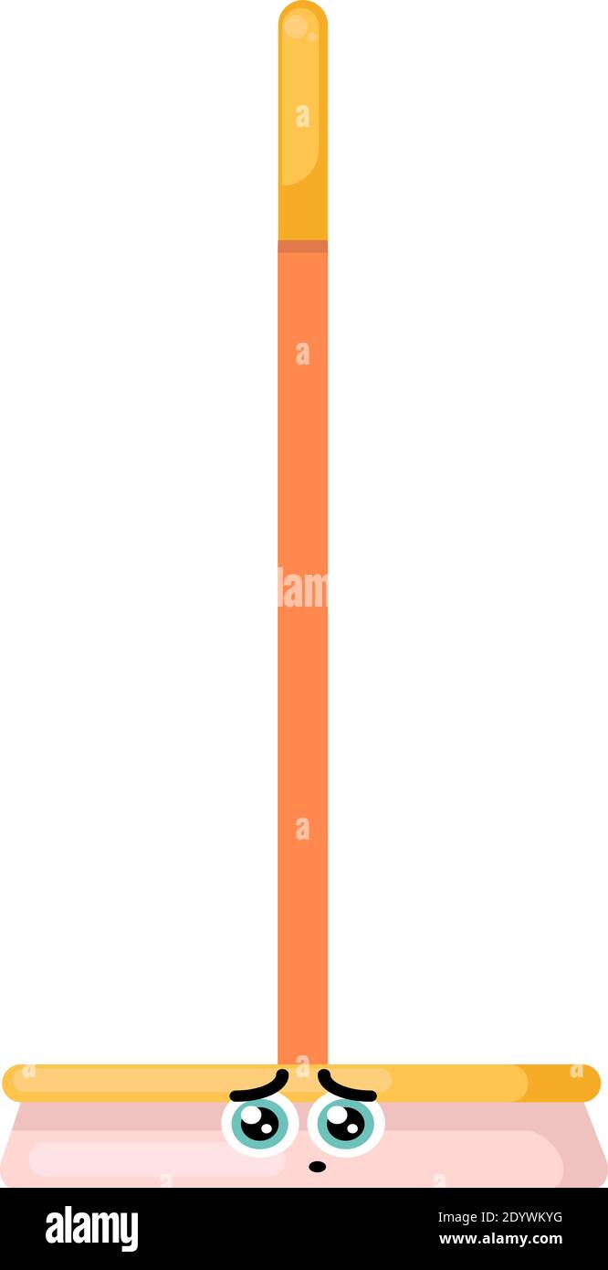 Sad broom, illustration, vector on a white background Stock Vector ...