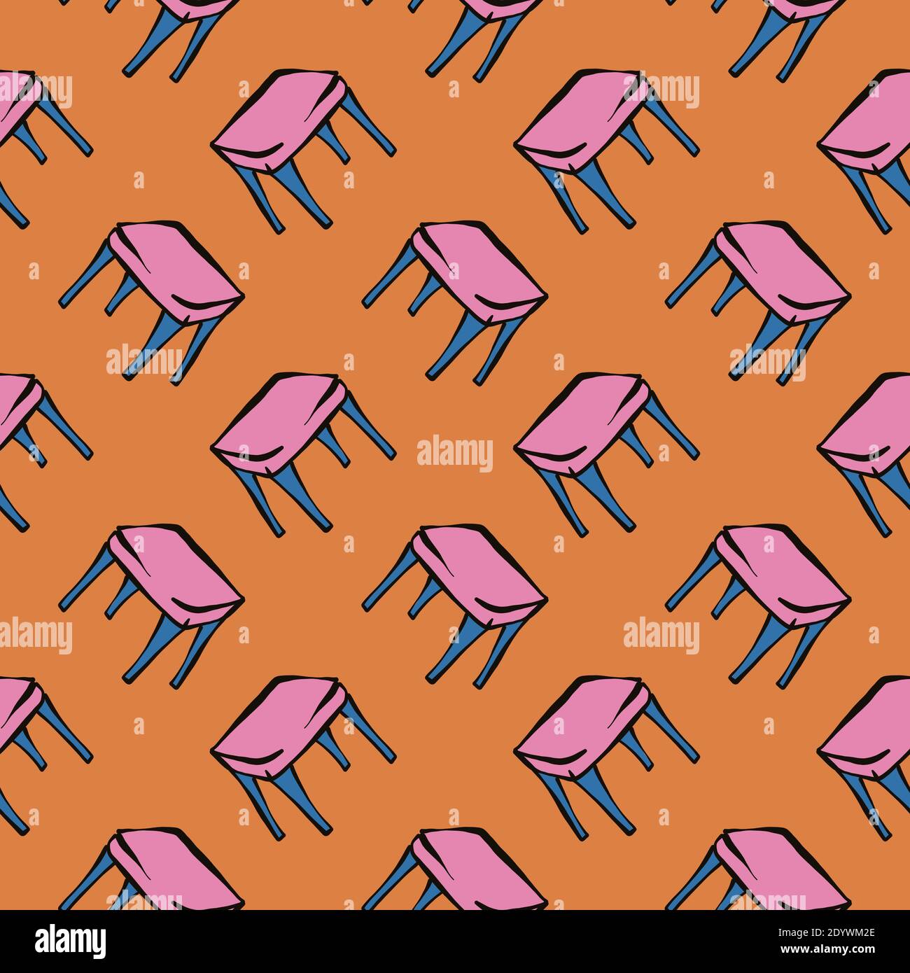 Small pink chairs,seamless pattern on orange background Stock Vector ...