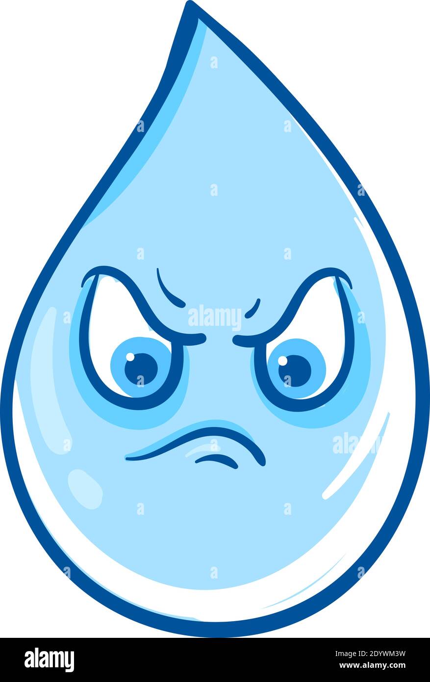 Angry water drop, illustration, vector on a white background Stock ...