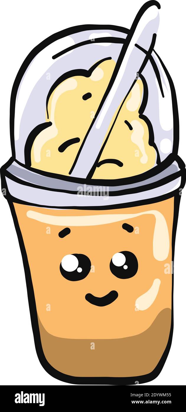 Smoothie cup with a face, illustration, vector on a white background ...