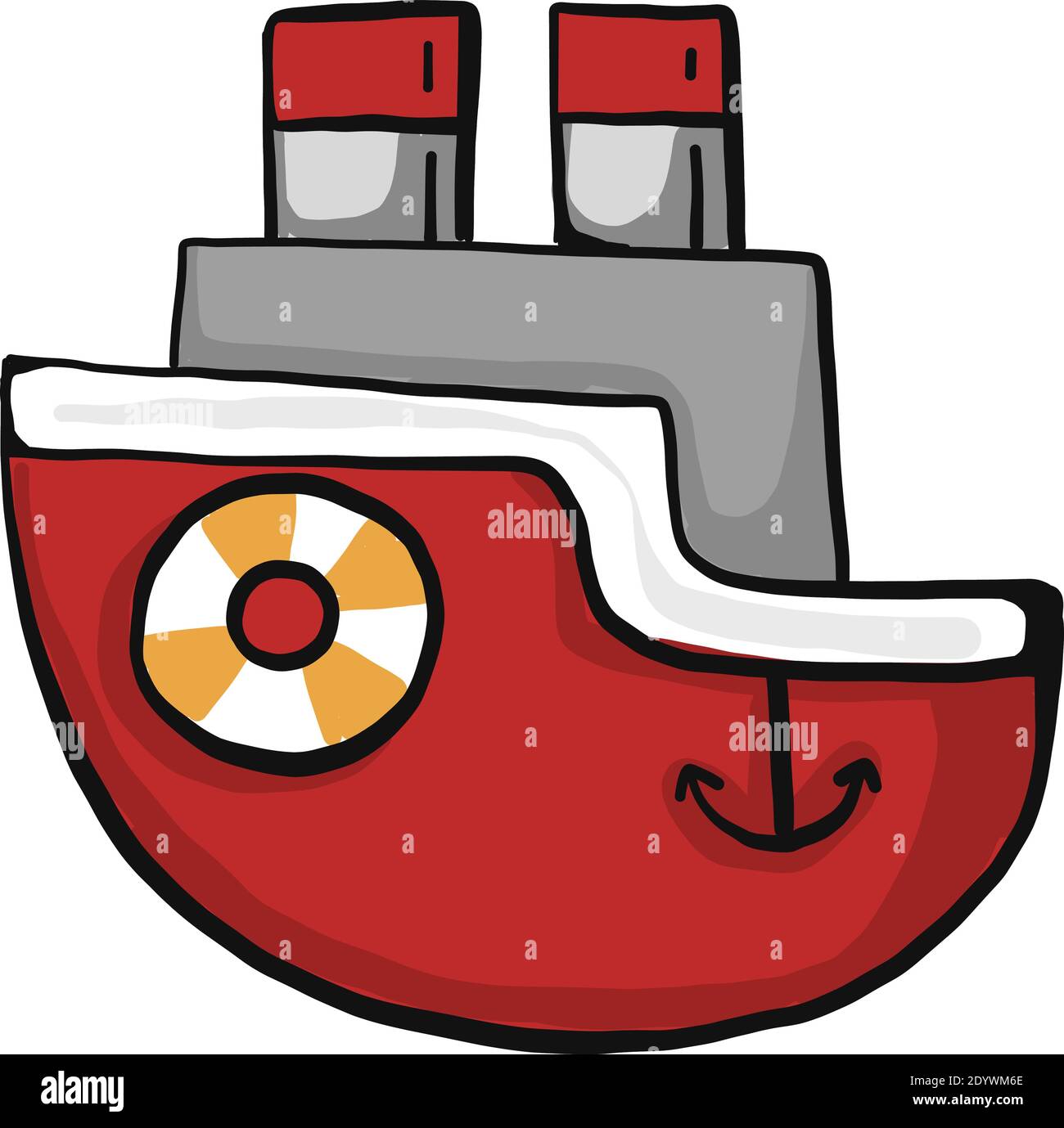 Small red ship, illustration, vector on a white background Stock Vector ...