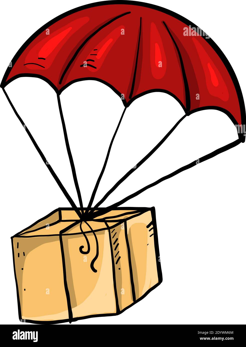 Red parachute, illustration, vector on a white background Stock Vector ...
