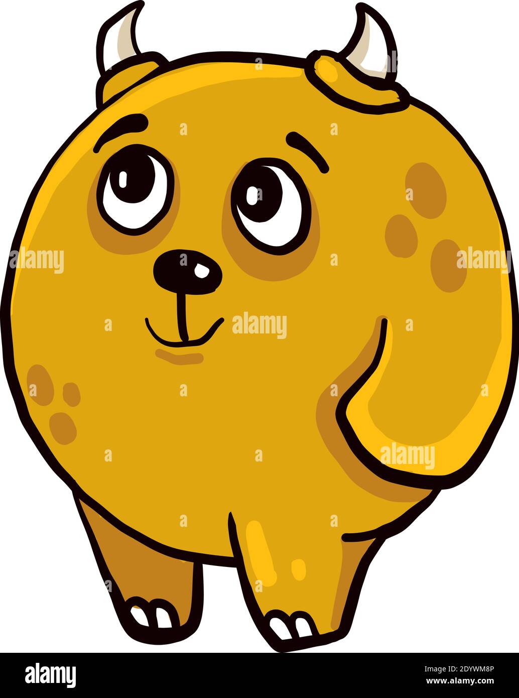 Yellow round monster, illustration, vector on a white background Stock ...