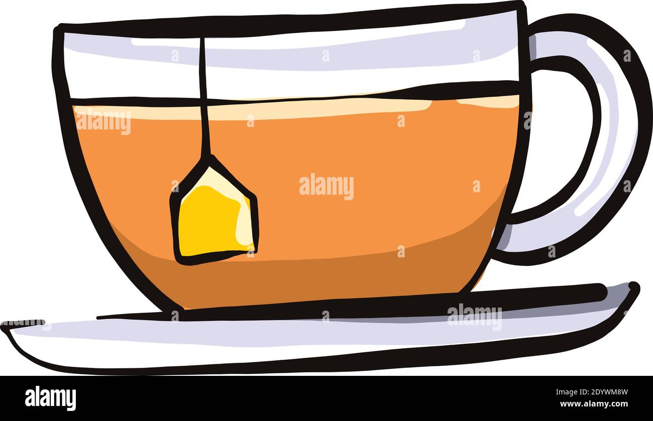 Hot cup of tea, illustration, vector on a white background Stock Vector ...