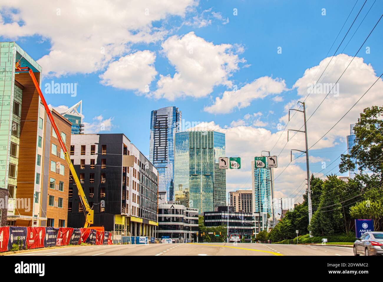 Atlanta, Ga USA 05 13 20: Tall glass building in Buckhead reflecting ...