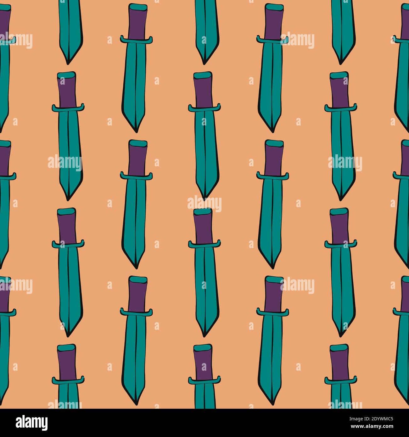 Green swords,seamless pattern on orange background Stock Vector Image ...