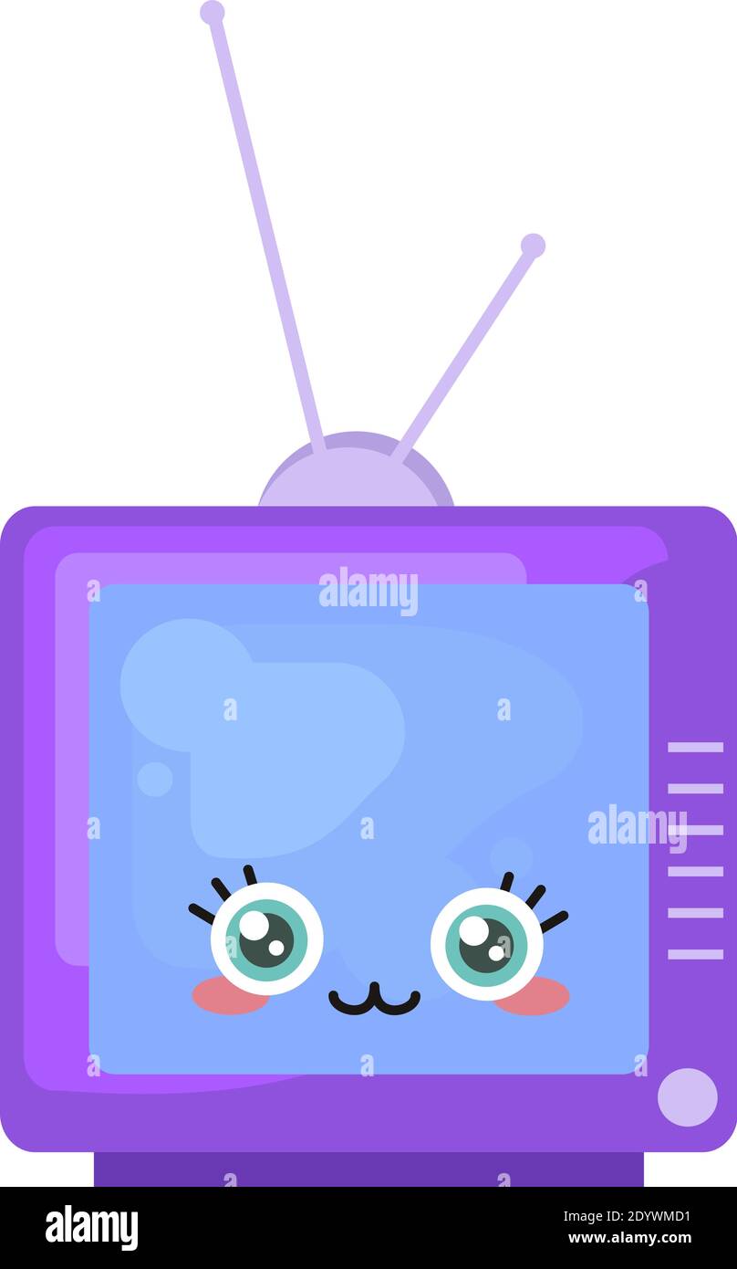 Cute purple tv, illustration, vector on a white background Stock Vector ...