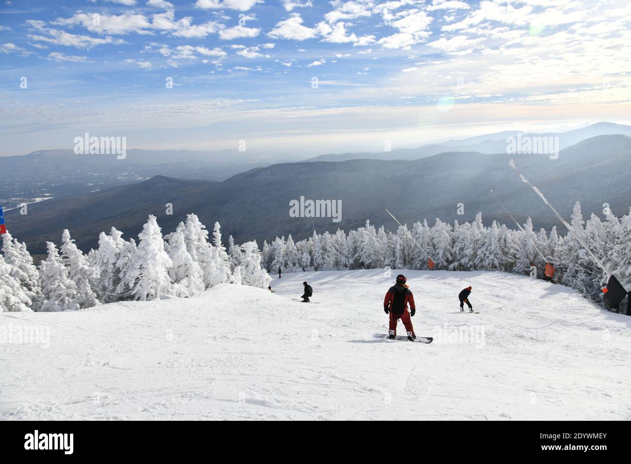 Stowe Ski Resort in Vermont, view to the mountain slopes, December ...