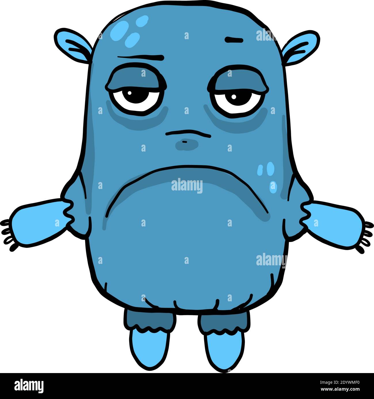 Sad fat blue monster, illustration, vector on a white background Stock ...