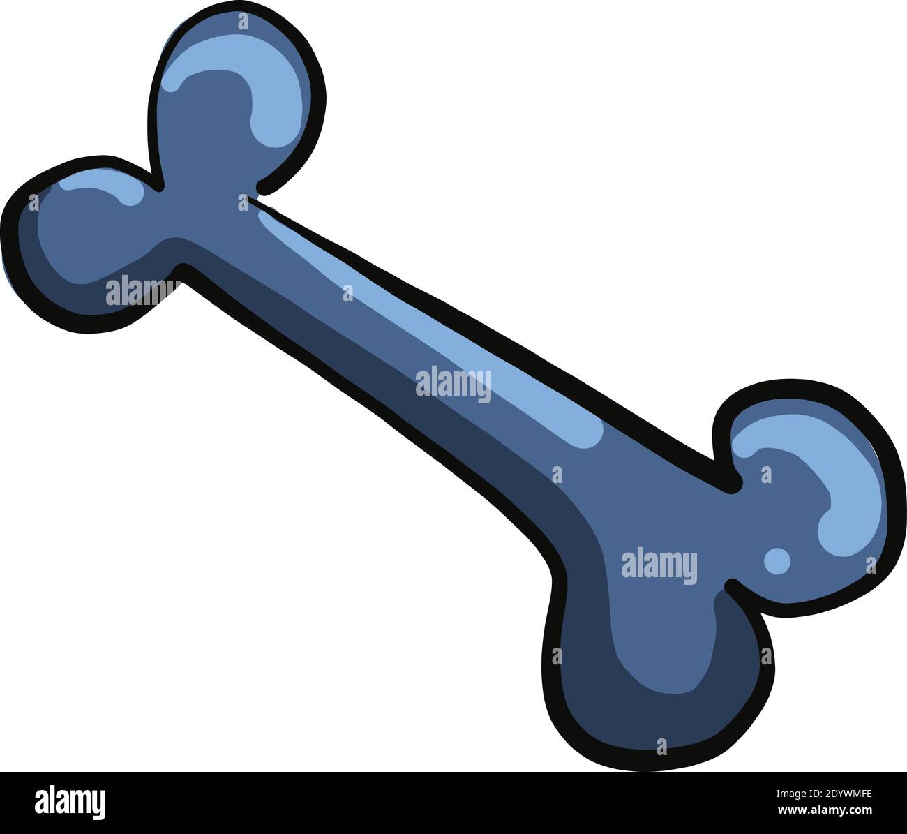 Blue bone toy, illustration, vector on a white background Stock Vector ...
