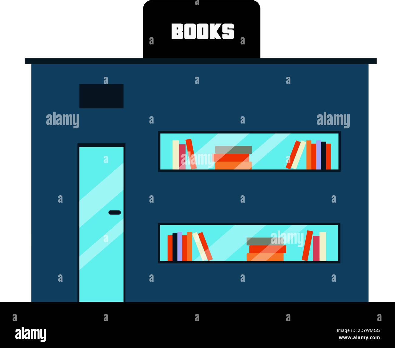 Book shop, illustration, vector on a white background Stock Vector ...