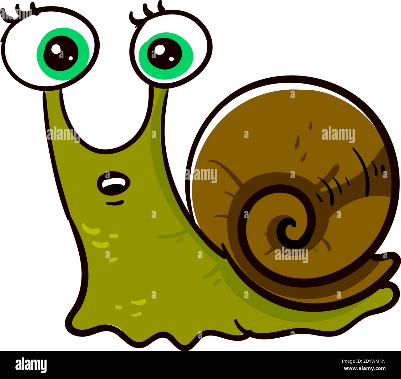 Scared snail, illustration, vector on a white background Stock Vector ...