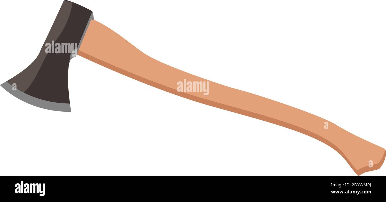 Axe with a wooden handle, illustration, vector on a white background ...