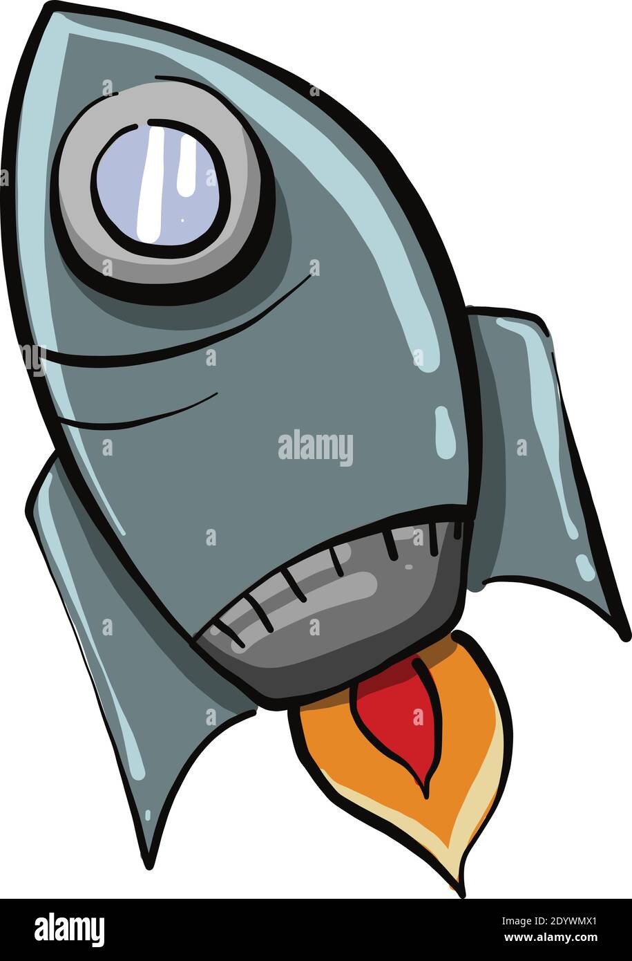 Blue space rocket, illustration, vector on a white background Stock ...