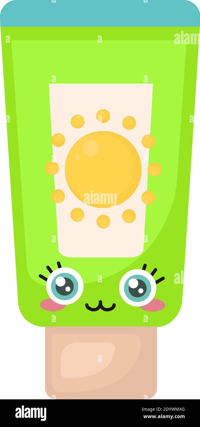 Green sun cream, illustration, vector on a white background Stock ...