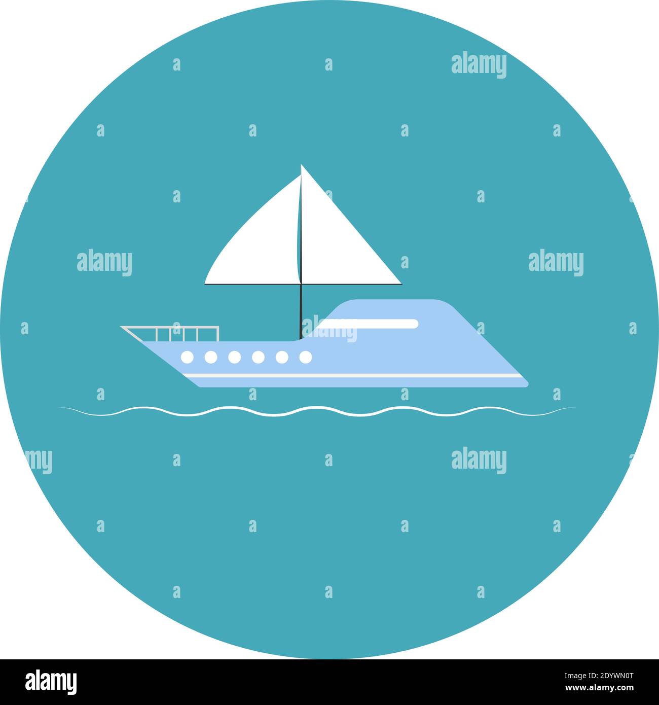 Boat in the water, illustration, vector on a white background Stock ...