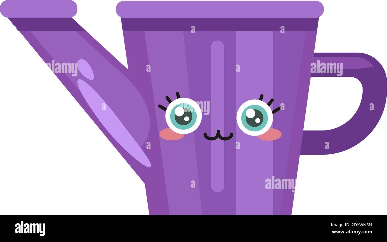 Purple watering can, illustration, vector on a white background Stock ...