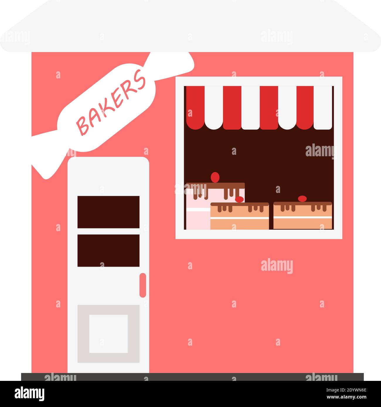 Small bakery, illustration, vector on a white background Stock Vector ...