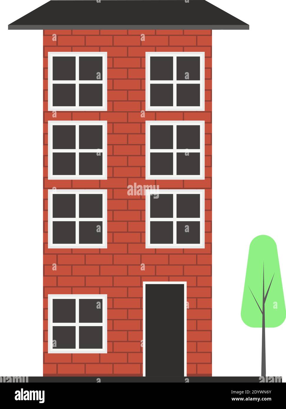 Red building, illustration, vector on a white background Stock Vector ...