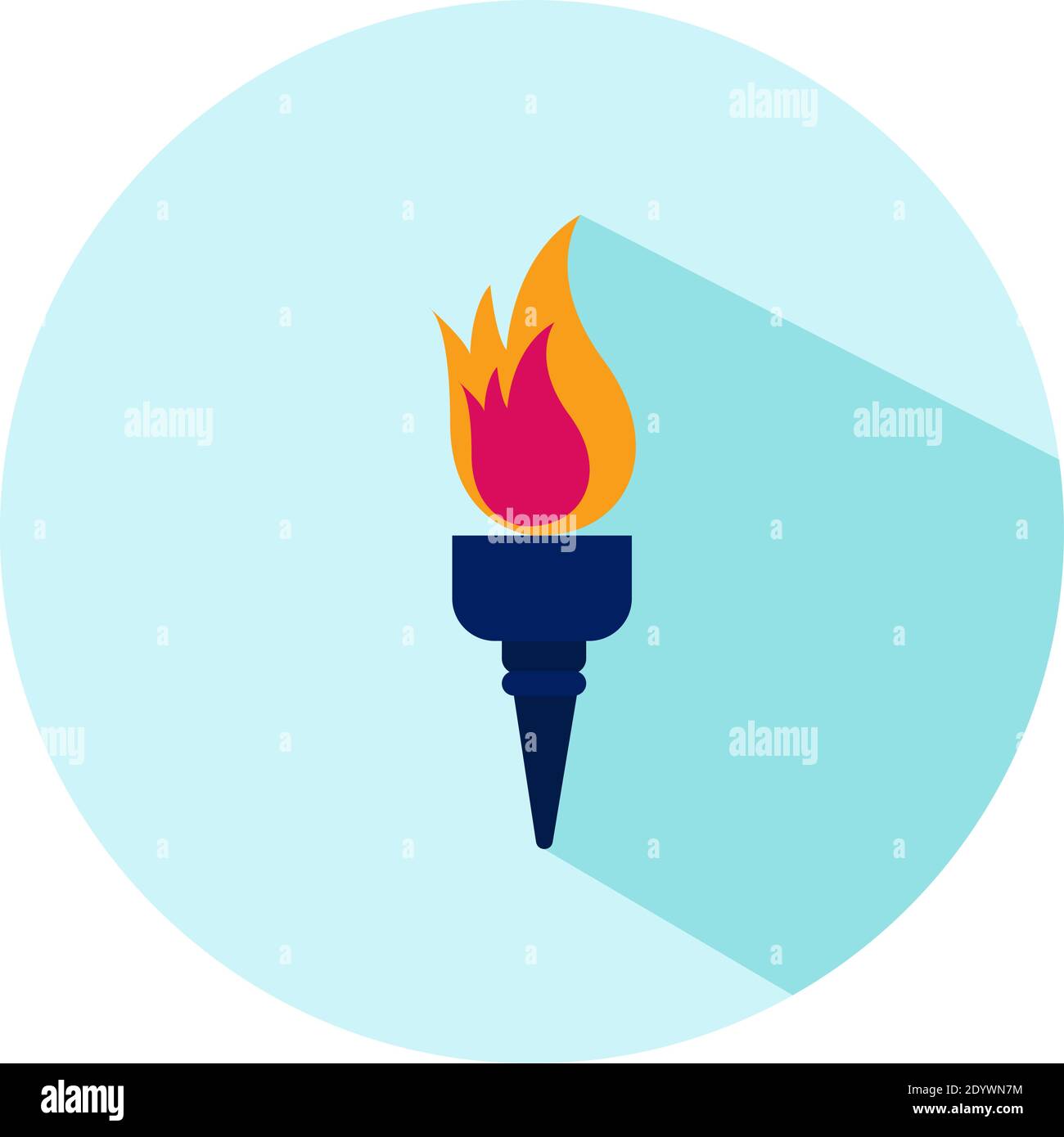Blue burning torch, illustration, vector on a white background Stock ...
