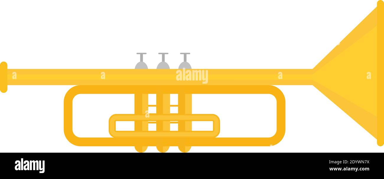 Golden trumpet, illustration, vector on a white background Stock Vector ...